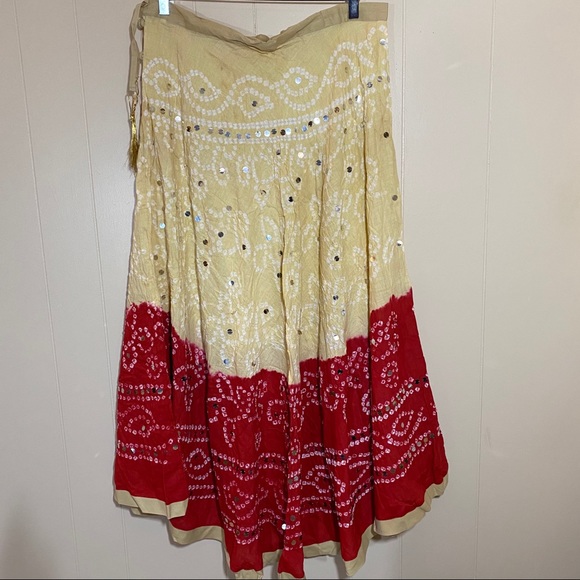 Raj | Skirts | 0 Cotton India Batik Mirror Sequin Skirt Boho Indie Full ...